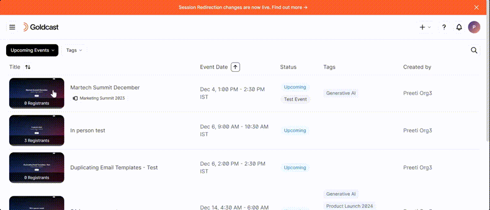 Duplicating Email Templates – Goldcast